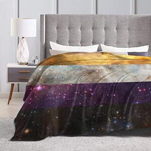 heigudan Nonbinary Galaxy Pride Flag Blanket Soft Throw for All Seasons Couch Bed Sofa Luxurious Warm and Cozy 60 x 80 Inch