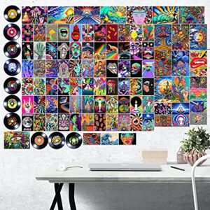 HODYUN 100PCS Wall Collage Kit Indie Aesthetic Pictures Posters Records Artificial Vines, Hippie Trippy Wall Collage Kit for Prints Pictures, Wall Art Print for Room, Dorm Photo Display, VSCO Poster for Bedroom