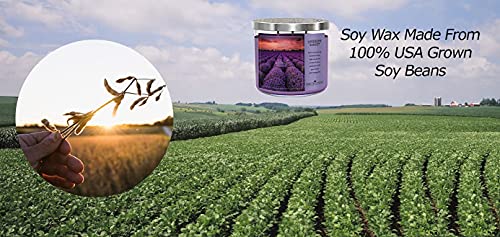 King of Candle - Lavender Sunset Candle | Large 3 Wick Highly Scented Soy Strong Lavender Candles for Home | Luxury / Relaxation / Aromatherapy / Housewarming Gifts for Women | 14 oz + Decorative Lid