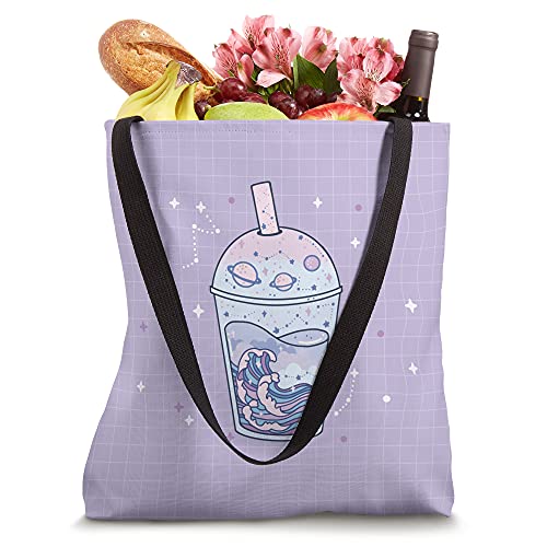 Kawaii Aesthetic Cute Boba Milk Tea Lover Japanese Waves Art Tote Bag