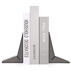 Ambipolar Cast Iron Bookends, Sharp Triangle Theme, Black Decorative Bookends for Home Decor, Office Desk, Bookshelves, Bookends for Heavy Books