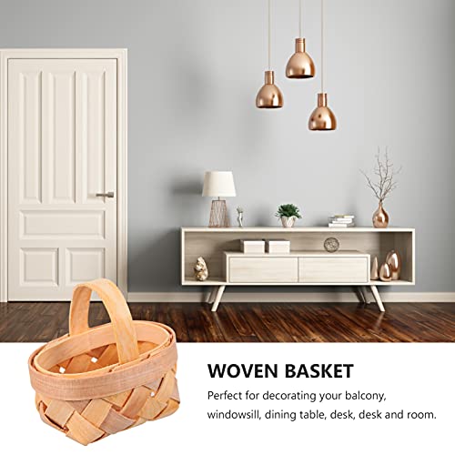 Candy Basket Bushel Basket 12pcs Mini Woven Baskets with Handles Tree Hanging Miniature Wooden Chip Baskets Ornaments for Farmhouse Rustic Wedding Party Candy Basket Bamboo Easter Basket