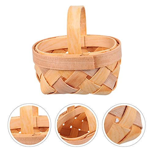 Candy Basket Bushel Basket 12pcs Mini Woven Baskets with Handles Tree Hanging Miniature Wooden Chip Baskets Ornaments for Farmhouse Rustic Wedding Party Candy Basket Bamboo Easter Basket