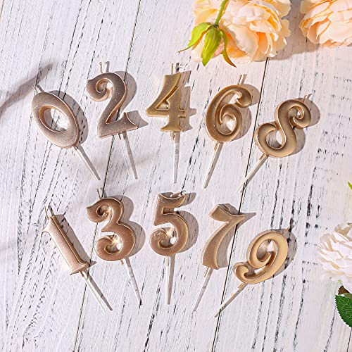 Champagne Gold 40th Birthday Candles for Cake, Number 40 4 Glitter Candle Party Anniversary Cakes Decoration for Kids Women or Men