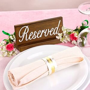 Jetec 12 Pieces Wooden Reserved Signs for Tables Rustic Style Wood Sign Wedding Seating Signs for Wedding Restaurant Receptions Supplies