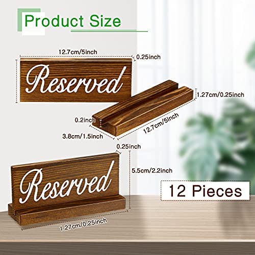 Jetec 12 Pieces Wooden Reserved Signs for Tables Rustic Style Wood Sign Wedding Seating Signs for Wedding Restaurant Receptions Supplies