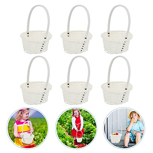 Hemoton 6pcs Wicker Picnic Basket Bamboo Rattan Woven Fruit Basket Wedding Flower Basket for Camping Outdoor Wedding Party Toy Storage Basket Size