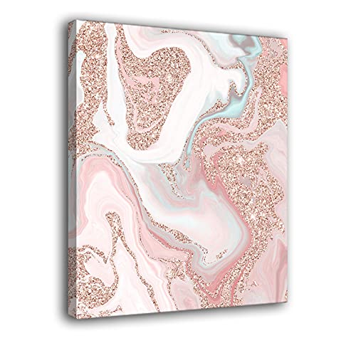 Canvas Wall Art Canvas Prints Wall Decor Posters Artworks Framed Ready To Hang For Home Bedroom Living Room Home Decoration 12"x16"Inch Modern Rose Gold Glitter Coral Gray Pastel Marble