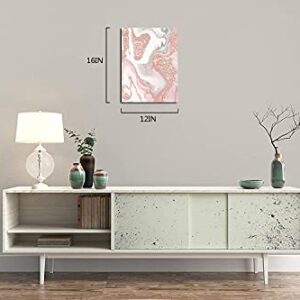 Canvas Wall Art Canvas Prints Wall Decor Posters Artworks Framed Ready To Hang For Home Bedroom Living Room Home Decoration 12"x16"Inch Modern Rose Gold Glitter Coral Gray Pastel Marble