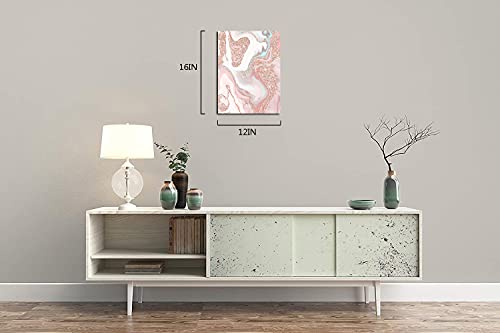 Canvas Wall Art Canvas Prints Wall Decor Posters Artworks Framed Ready To Hang For Home Bedroom Living Room Home Decoration 12"x16"Inch Modern Rose Gold Glitter Coral Gray Pastel Marble