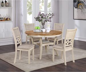 new classic furniture mitchell 5-piece dining set with 1 table and 4 chairs, bisque/brown