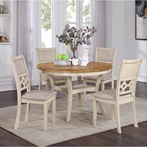 New Classic Furniture Mitchell 5-Piece Dining Set with 1 Table and 4 Chairs, Bisque/Brown