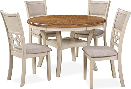 New Classic Furniture Mitchell 5-Piece Dining Set with 1 Table and 4 Chairs, Bisque/Brown