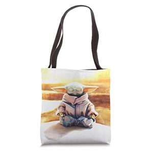 star wars the mandalorian the child grogu meditates tote bag