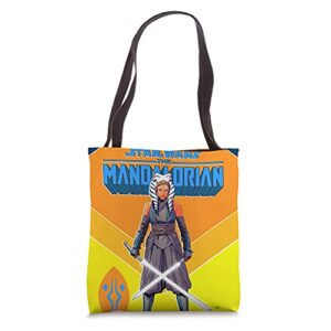 star wars the mandalorian ahsoka tano retro comic book cover tote bag