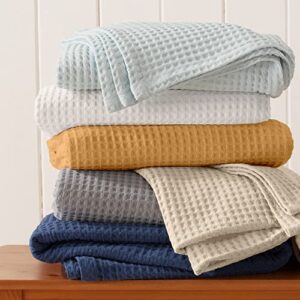 Great Bay Home 100% Cotton Waffle Weave Blanket. Lightweight and Soft, Perfect for Layering. Mikala Collection, Oatmeal, King