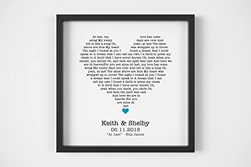 Any Song Framed Song Lyrics Special Song Anniversary Song First Dance Wedding Gift Valentine Gift