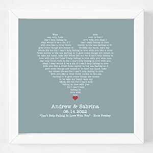 Any Song Framed Song Lyrics Special Song Anniversary Song First Dance Wedding Gift Valentine Gift