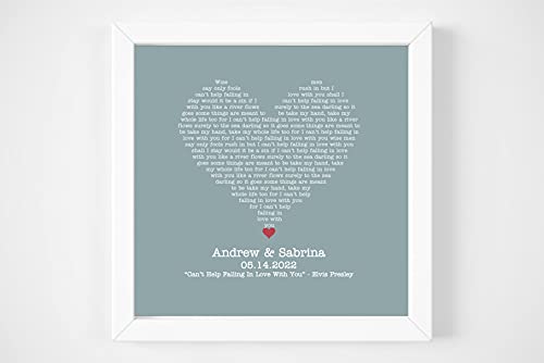 Any Song Framed Song Lyrics Special Song Anniversary Song First Dance Wedding Gift Valentine Gift