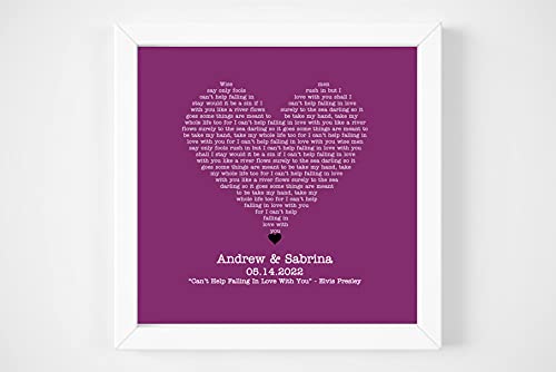 Any Song Framed Song Lyrics Special Song Anniversary Song First Dance Wedding Gift Valentine Gift