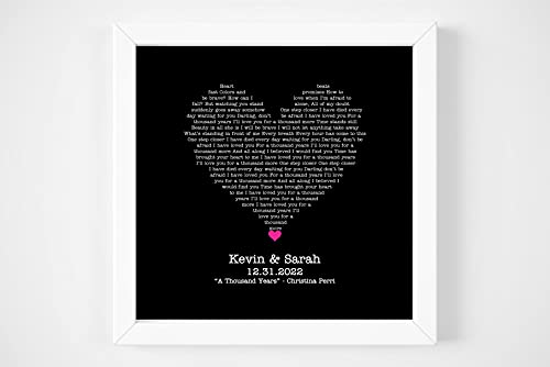 Any Song Framed Song Lyrics Special Song Anniversary Song First Dance Wedding Gift Valentine Gift