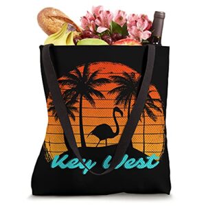 Key West Beach Vintage Retro Sunset Flamingo Tote Bag