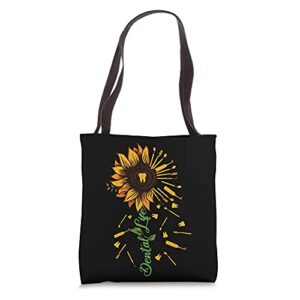 funny sunflower dental life – dental assistant tote bag