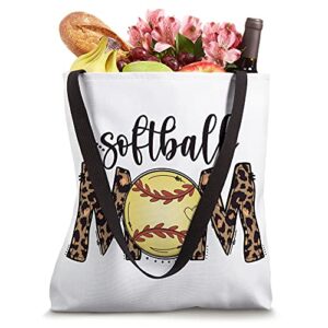 Moms Softball Leopard Print Mother's Day Women's Softball Tote Bag