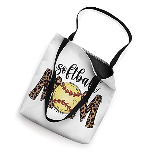 Moms Softball Leopard Print Mother's Day Women's Softball Tote Bag