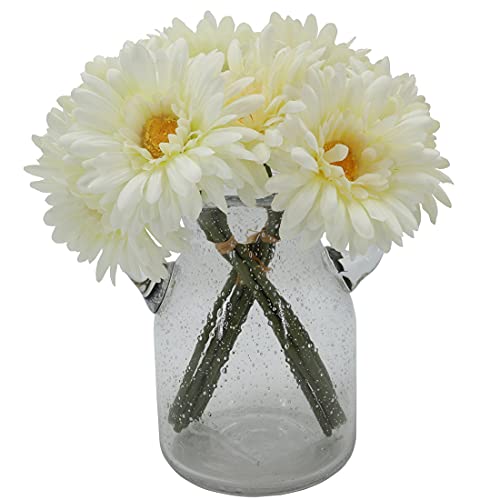 TOPIA Artificial African Daisies Flowers African Daisy Silk Flowers Artificial Gerbera Daisies Pack of 10 (White)