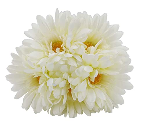 TOPIA Artificial African Daisies Flowers African Daisy Silk Flowers Artificial Gerbera Daisies Pack of 10 (White)