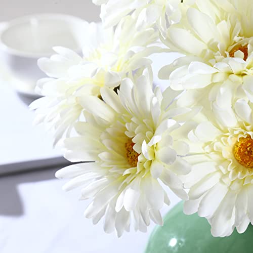 TOPIA Artificial African Daisies Flowers African Daisy Silk Flowers Artificial Gerbera Daisies Pack of 10 (White)