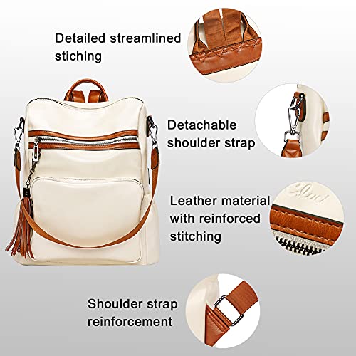 CLUCI Women Backpack Purse, Large Leather Convertible Travel Work College Ladies Shoulder Bag with Tassel