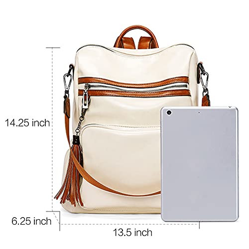 CLUCI Women Backpack Purse, Large Leather Convertible Travel Work College Ladies Shoulder Bag with Tassel