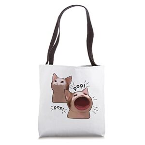 funny pop cat meme tote bag