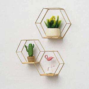 hexagon floating shelves for wall storage shelves iron wall shelf for bedroom bathroom shelves nordic style floating shelf room wall decor golden m