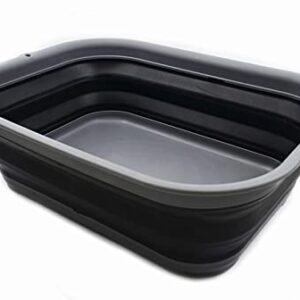 SAMMART 12L (3.17 Gallon) Collapsible Tub - Foldable Dish Tub - Portable Washing Basin - Space Saving Plastic Washtub (1, Grey/Dark Grey)