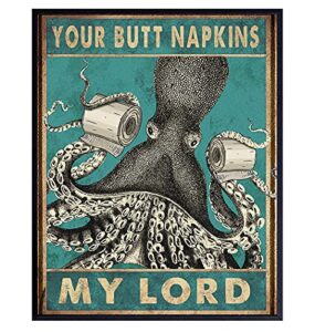 octopus nautical bathroom decor – butt napkins – beach bathroom decor – bath wall decor – funny bathroom decor – guest bathroom decorations – toilet paper wall art – restroom sign – powder room decor