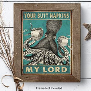 Octopus Nautical Bathroom Decor - Butt Napkins - Beach Bathroom Decor - Bath Wall Decor - Funny Bathroom Decor - Guest Bathroom Decorations - Toilet Paper Wall Art - Restroom Sign - Powder Room Decor