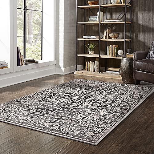 FirsTime & Co. Gray Noelle Vintage Medallion Area Rug for Living Room, Bedroom, Entryway, Home Office, Distressed, French Country, 5 x 8 Feet