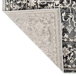 FirsTime & Co. Gray Noelle Vintage Medallion Area Rug for Living Room, Bedroom, Entryway, Home Office, Distressed, French Country, 5 x 8 Feet