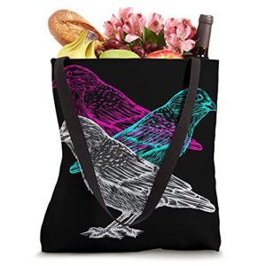 Raven Retro Vaporwave Bird Lover Aesthetic Black Crow Tote Bag