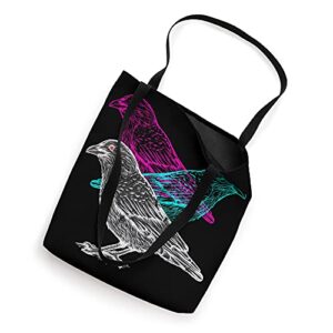 Raven Retro Vaporwave Bird Lover Aesthetic Black Crow Tote Bag