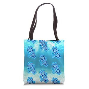 hawaiian hawaii honu sea turtles tropical flowers tote bag