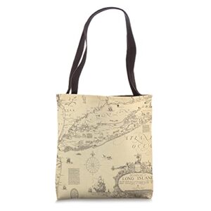 long island ny map tote bag