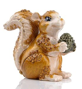 sevenbees hand painted squirrel jewelry boxes trinket box hinged squirrel figurine gift for women girls