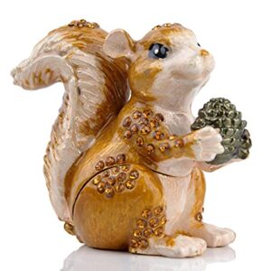 SEVENBEES Hand Painted Squirrel Jewelry Boxes Trinket Box Hinged Squirrel Figurine Gift for Women Girls