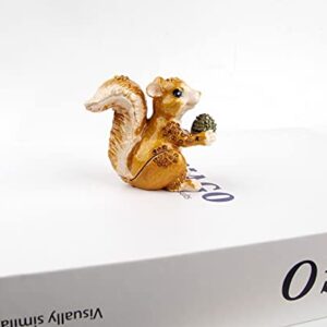 SEVENBEES Hand Painted Squirrel Jewelry Boxes Trinket Box Hinged Squirrel Figurine Gift for Women Girls