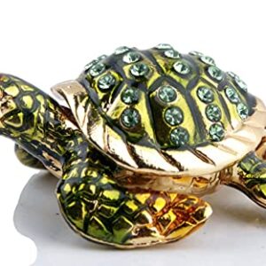 SEVENBEES Mini Sea Turtle Figurine Trinket Box Hinged Jewelry Boxes