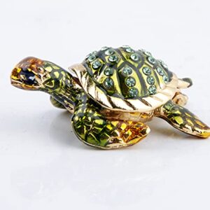 SEVENBEES Mini Sea Turtle Figurine Trinket Box Hinged Jewelry Boxes